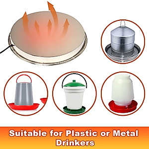 Chicken Waterer Heater, 125 Watts Poultry Water Heated,15 Inch Base for Winter Deicer, with 9.6 Feet Extension Cordor,for 5 Gallons Chicken Drinker…