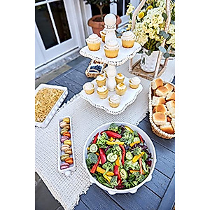 Mud Pie Beaded Serving Bowl, White, 5" x 12" dia