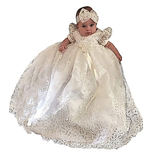 Christening Gown Baby Girl Lace Toddler Dedication Dress for Age 6 Months