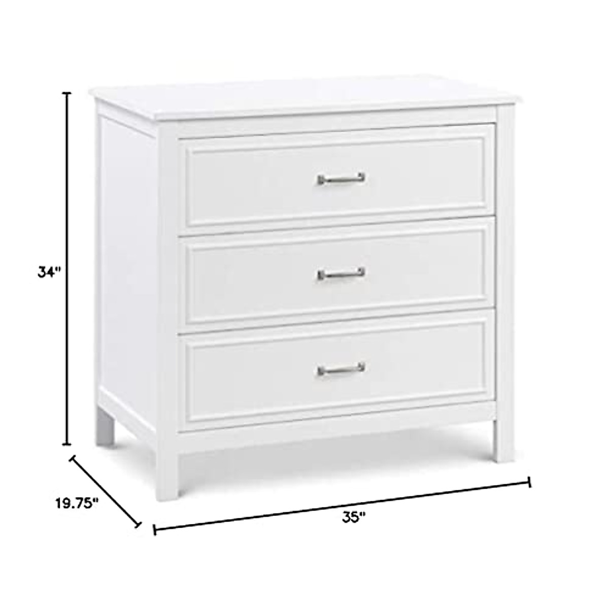 DaVinci Charlie 3-Drawer Dresser in White , 35x20x34 Inch (Pack of 1)