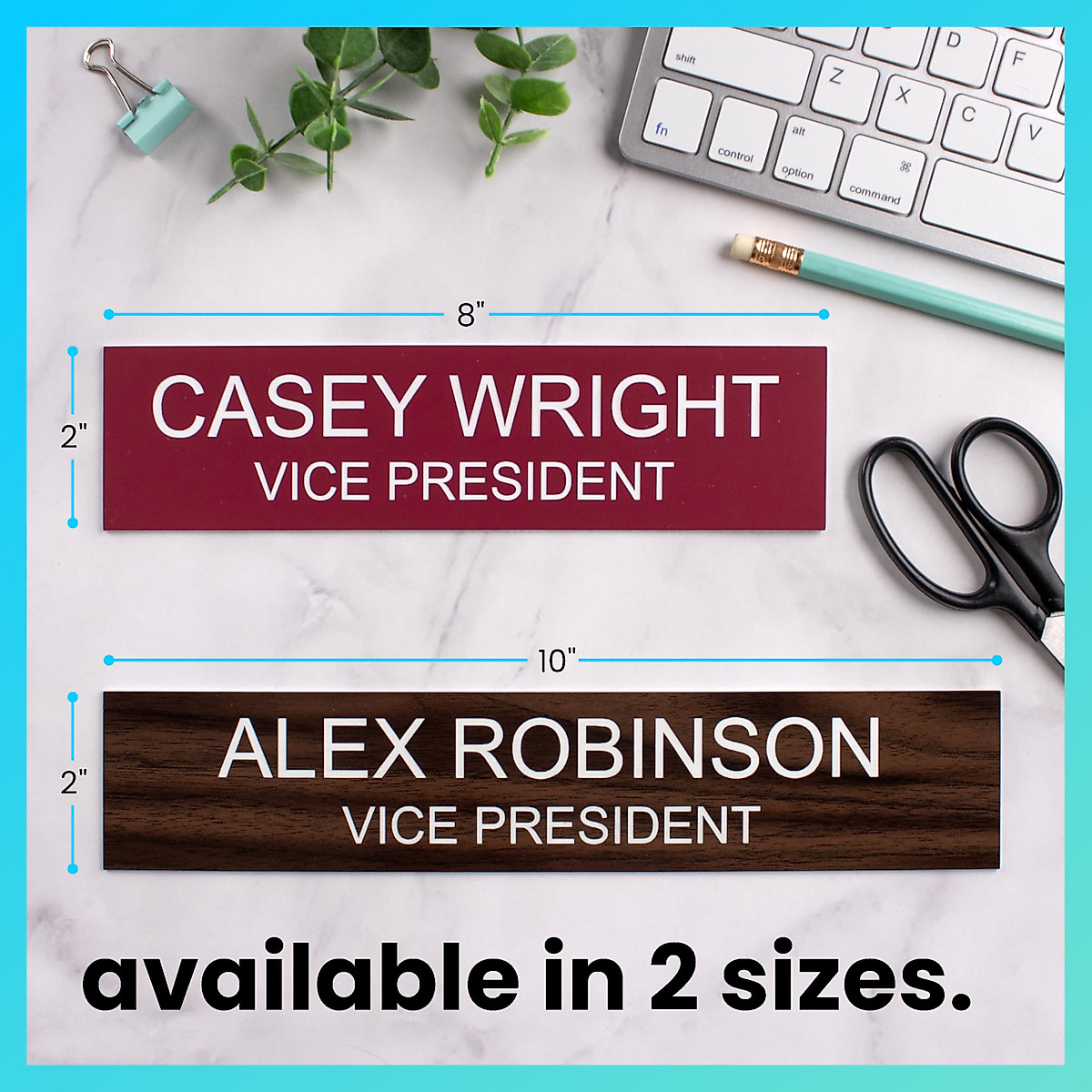 2" x 8" Custom Engraved Name Plate with Square Corners