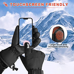 ihuan Winter Ski Snowboard Gloves Men Women - Cold Weather Gloves Touchscreen Fingers, Waterproof Snow Snowboarding Gloves…