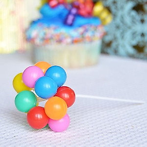 Rainbow Balloon Cluster Cake & Cupcake Decorative Topper & Pick - 8 Clusters Per Pack, 7 Inch Long