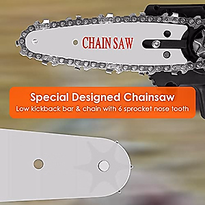 Mini Chainsaw, 4-Inch Portable Cordless Chain Saw with 24V 2pcs Rechargeble Batteries and 2 Chain, One-Handed Electric Chainsaw for Wood Cutting, Branches Pruning, Farming, and Garden Tree Trimming