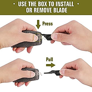 Swiss+Tech 3.5 Inch Replaceable Blade Hunting Knife, Folding Scalpel, With 5 Replacement Quick Change Blades and Container/Blades Changer, For Skinning, Peeling, Chipping…