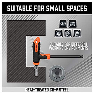 HORUSDY 8-Piece T-Handle allen wrench set, Metric Long Arm Ball End Hex Key Wrench Set, (2-10) mm