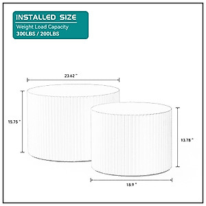 WEALTHOME Nesting Coffee Table Set of 2, Modern Nesting Round Coffee Table Accent End Table Side Table for Living Room Apartment