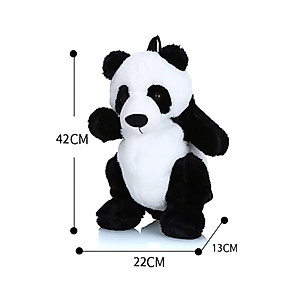 WYIKE Casual Animal Backpack Panda Backpack Cartoon Plush Small Backpack (White/Black-1)