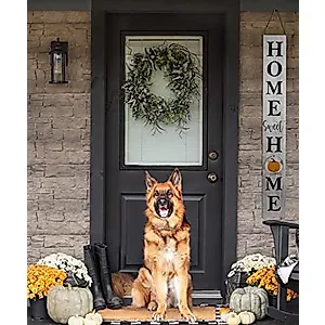 Farmhouse Welcome Sign For Seasonal Front Door Decoration - Double Sided 5 ft Tall Sign w/ 10 Elements Enhances Your Christmas Decor - Standing/Hanging Sign Adds The Perfect Touch To Your Porch