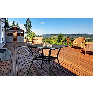 LEVELEVE 1 Piece Patio Dining Table,Outdoor Furniture 38"x 38" Metal Slatted Table with 1.5" Umbrella Hole,Outside Porch Deck Balcony Backyard Table(Square)