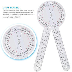 Goniometer Set 3 Pieces of 6/8/12 Inch Occupational Physical Therapy Protractor Tool Measurement Angle Ruler Kit Plastic 360 Degree Universal