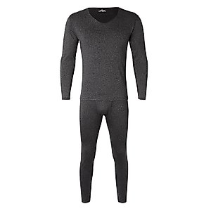 Thermal Underwear for Men Soft Long Johns Solid Thermal Bottoms and Tops Base Layer 2 Pieces for Cold Winter Weather(E#Dark Gray,XX-Large)