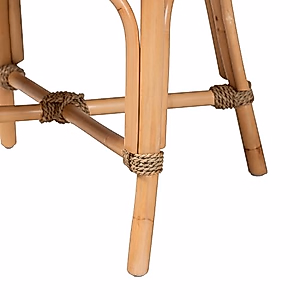 Baxton Studio Kyle Modern Bohemian Natural Brown Woven Rattan Dining Side Chair With Cushion