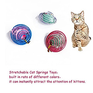 ISMARTEN 6 Pcs Cat Spring Balls Stretchable Cat Springs Toys Interactive Cat Toys Rolling Cat Balls Colorful Playful Coils Spring Toy Caged Rats for Kitten Cat Pet Supplies Indoor Play (Ramdom Color)
