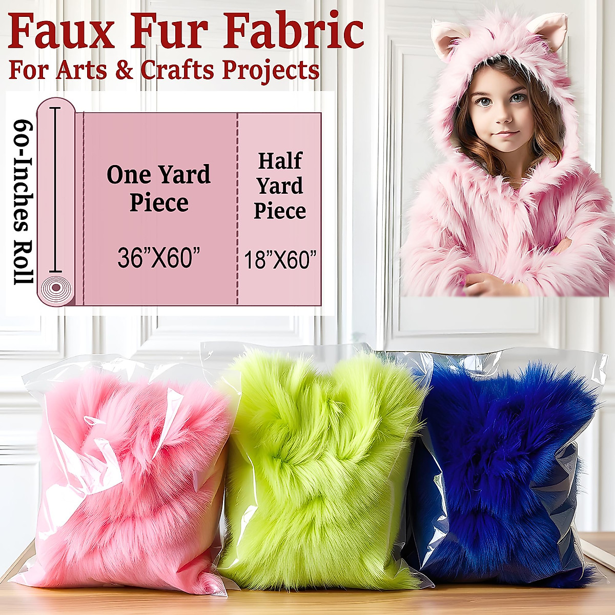 Barcelonetta | Faux Fur Fabric | Faux Craft Fur | Fake Fur Fabric Material for Costume, Decoration, Fun | Fluffy, Fuzzy | Long Pile, Shag, Mohair | Plush Artificial Fur (Dark Grey, Half Yard)