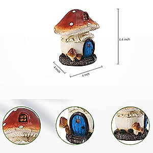Sunnyway Mushroom Fairy Garden House Statue Sculptures Outdoor Yard Decor Resin Lawn Ornament