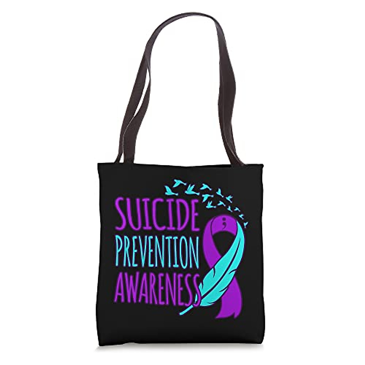 Suicide Prevention Awareness Happy Ribbon Support Graphic Tote Bag