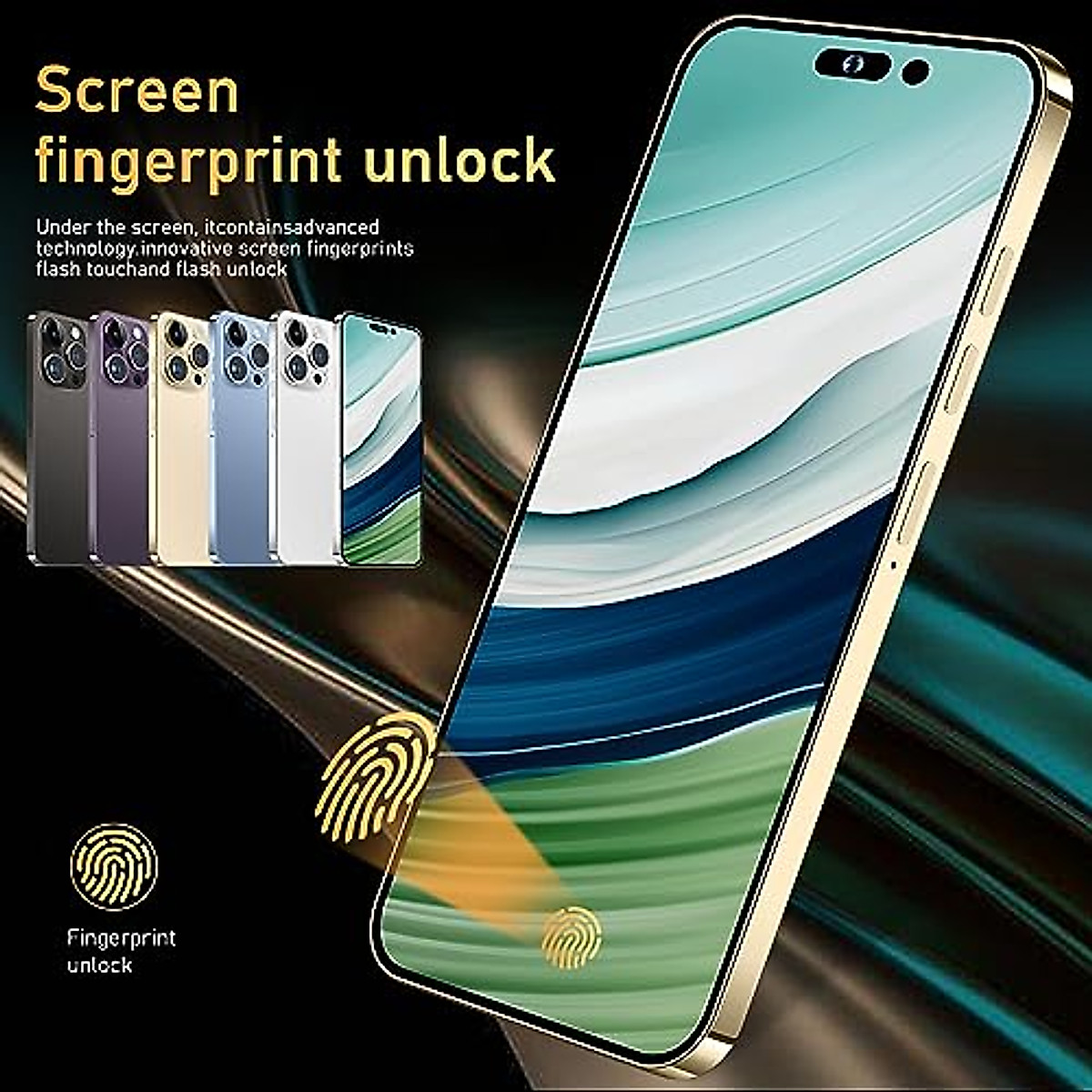 RAYPUR Unlocked Cheap Smart Phone for i15 Ultra, Android 5G Global Version Mobile Phones, 7.3Inch Incell HD Capsule Screen, Support Face Recognition,Black-1TB