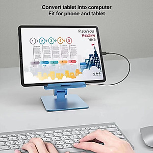 Acogedor 8 in 1 USB C Hub Stand Holder, with Foldable Tablet Stand, 1 4K 30Hz HD Multimedia Interface, 2 USB A, 1 USB C, 1 Storage/Memory Card Slot, 1 3.5mm Audio, 1 PD, 1 Host