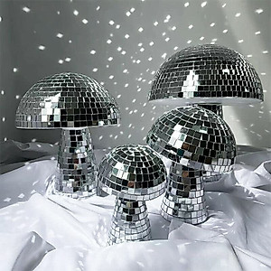 Mushroom Disco Ball for bar, Party, Room, Table Decor - Mirror Disco Ball Mushroom Shape Home Art Decorations (S 5.6 Inches)