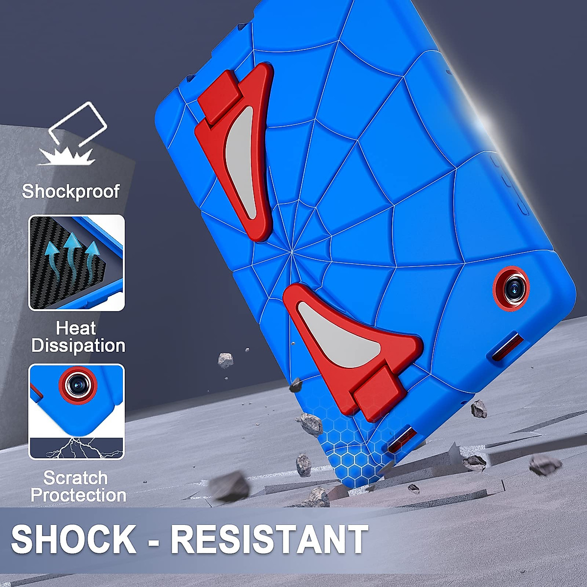 Auizotl Case for Samsung Galaxy Tab A8 10.5 Case for Galaxy Tab A8 Case with Kickstand 3 Layer Rugged Military Grade Shockproof 10.5 inch Cover (SM-X200/X205/X207), Blue Red