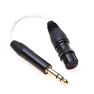 GAGACOCC 8 Cores Braid Pcocc Silver Plated Cable 1/4 6.35mm Male to 4-pin XLR Female Balanced Cable Hi-end Headphone Audio Adapter