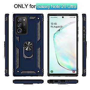 ADDIT Note 20 Ultra Case Samsung Note 20 Ultra Phone Case Galaxy Note 20 Ultra Case, [ Military Grade ] with Magnetic Car Mount Ring Holder Stand Case for Samsung Galaxy Note 20 Ultra 5G - Blue