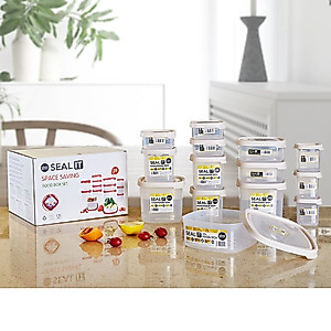 KARMAS PRODUCT 28 Piece Food Storage Container Set with Easy Locking Lids,BPA Free and 100% Leak Proof,Plastic (Milky, 28-Piece)