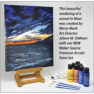 Micro-Mark Makersource Basic 24-Color Acrylic Paint Set Acrylic Paint Set With 3 Brushes, 24 Colors (59ml, 2oz) Art Craft Paints, Gifts for Artists, Kids, Beginners & Painters, Pumpkin, Canvas