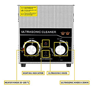 ACMESONIC Ultrasonic Cleaner 2L with Mechanical Timer Heater 2l ultrasonic Cleaner for Cleaning, Jewelry, Coins, Metal Small Parts, Circuit Board, Lab Tools, etc