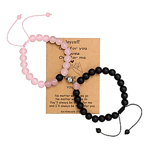 JoycuFF Matching Long Distance Beaded Bracelets For Matching Couple Women Men Lovers Friends Bf And Gf Cute Relationship Couple Gifts For Valentines Day Christmas Beaded Jewelry