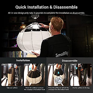 SmallRig RA-L65 Lantern Softbox Quick Release-One Step, 26in Light Modifier with Fabric Barn Doors, Softbox Diffuser for SmallRig Video Light 120B, 120D, 220B, 220D and Other Bowens Mount Light-3754