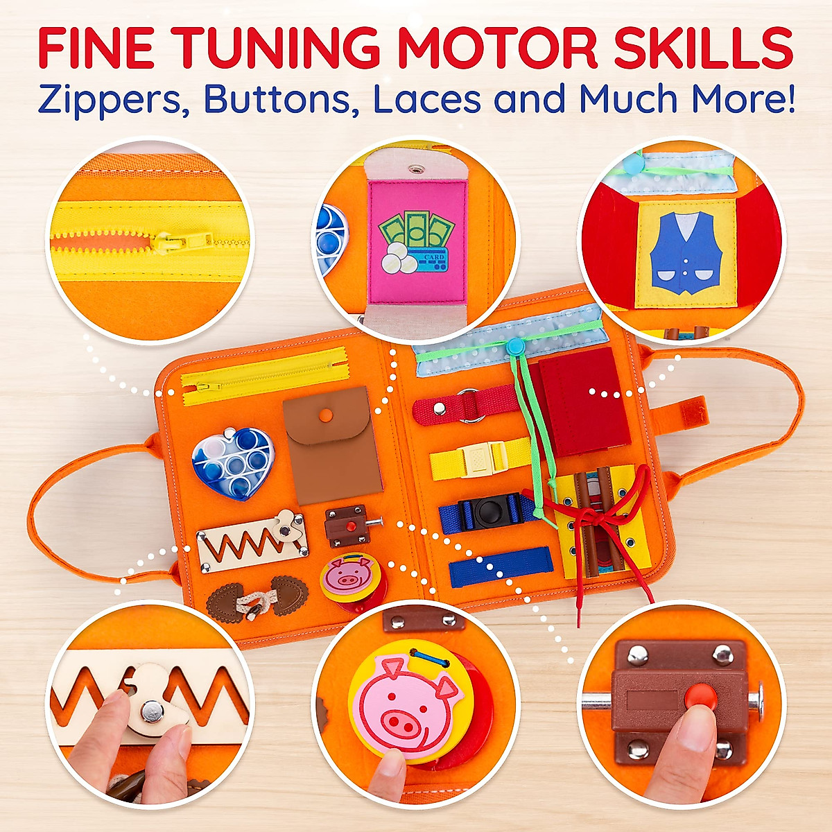 Baby Busy Board Montessori Toys for Kids - Baby Sensory Toys for Toddlers - Toddler Busy Board for 3+ Year Old - Baby Sensory Board Learning Toys Gift for 3+ Year Old Boys & Girls