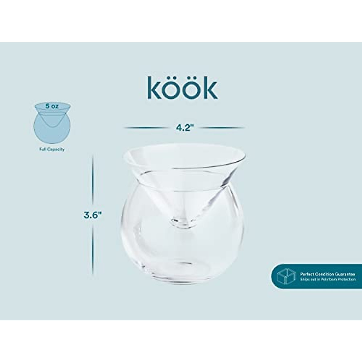 Kook Glass Caviar Chiller Server Set, Serving Dish with Ice Holder, for Shrimp, Appetizers, Liquor, Martinis and Cocktails, Dishwasher Safe, 5 oz Bowl, Set of 2