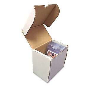 BCW Semi Rigid #1 Card Holder Storage Box - 5 Inches | Holds 130 Semi-Rigid Card Holders | Vertical Trading Card Storage Box for Baseball, Pokemon, Sports Cards | Durable White Corrugated Cardboard