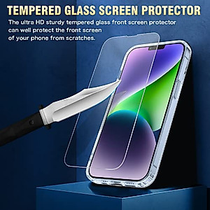 VEGO [5 in 1 Magnetic Case for iPhone 14 Plus 5G 6.7 Inch 2022, [2 Pack Tempered Glass Screen Protector +2 Pack Camera Lens Protector] Yellowing Resistance Slim Clear Case for iPhone 14 Plus