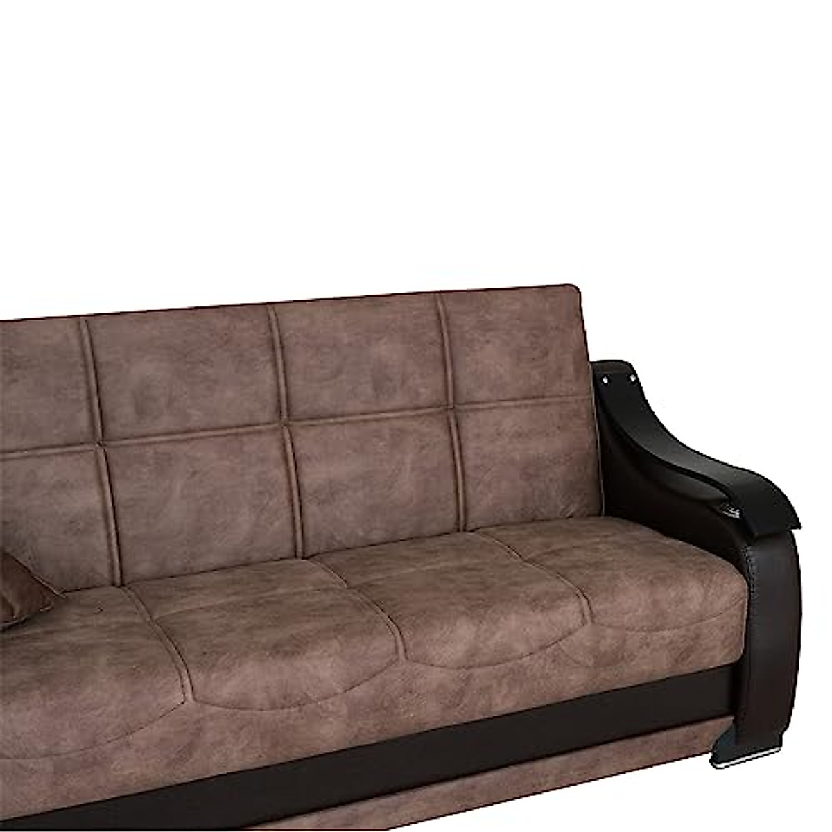 Go Green Woods Zambak Leather and Fabric Sleeper Sofa and Upholstered Accents in Brown Solid Wood Frame for Heavy Use