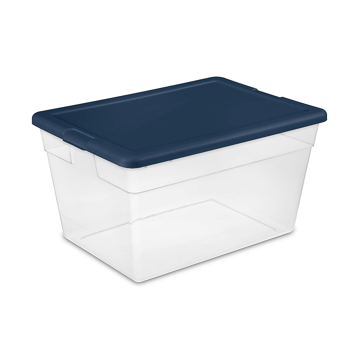 Sterilite Stackable 56 Quart Clear Home Storage Box with Handles and Marine Blue Lid for Efficient, Space Saving Storage and Organization (8 Pack)