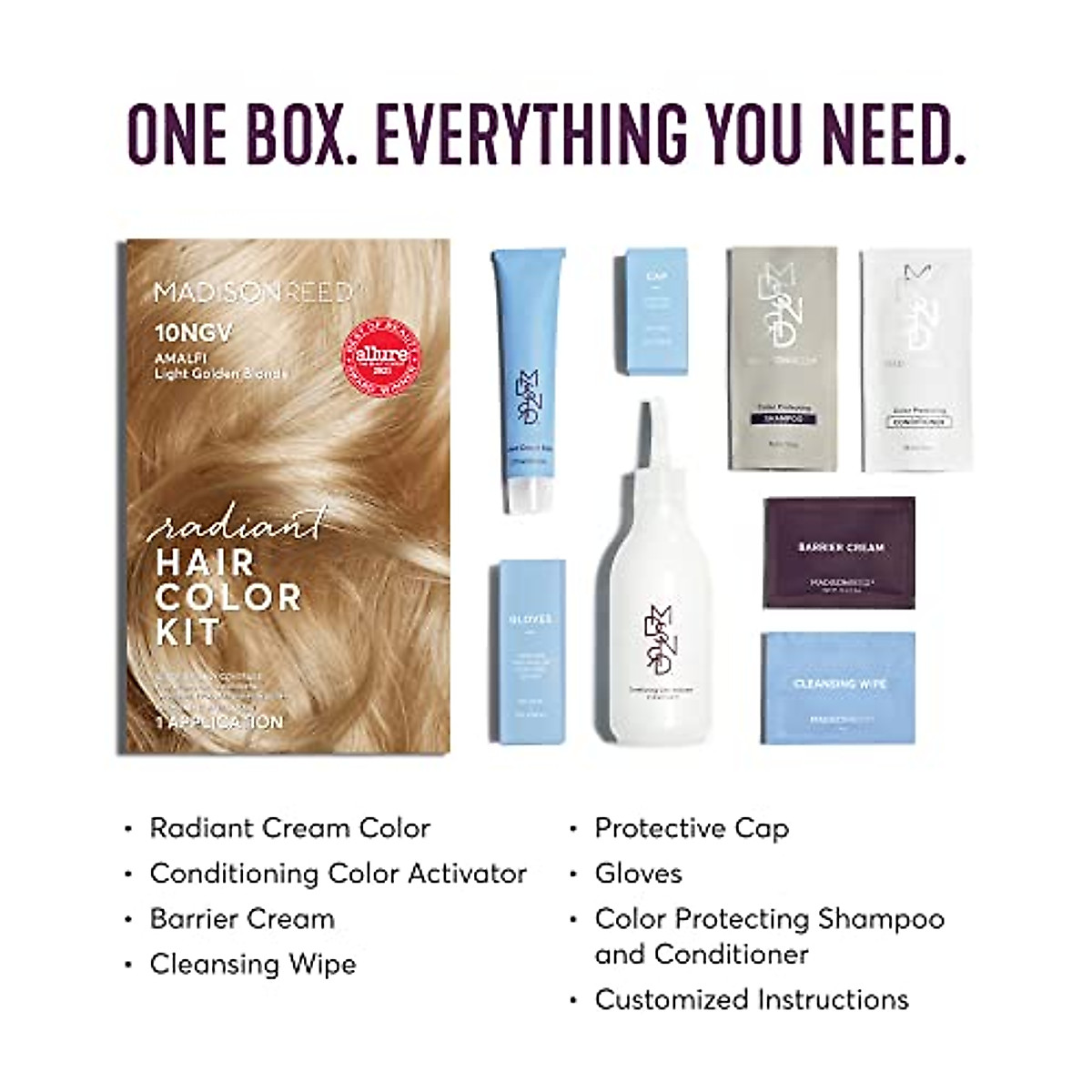 Madison Reed Radiant Hair Color Kit, Light Golden Blonde for Superior Gray Coverage, Ammonia-Free, 10NGV Amalfi Blonde, Permanent Hair Dye, Pack of 1