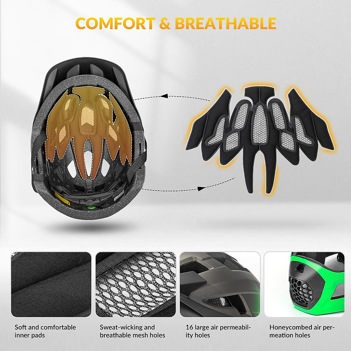 ROCKBROS Kids Bike Helmet Adjustable Detachable Full Face Bike Helmet for Children Bicycle, Skateboard, Scooter, Protective Gear