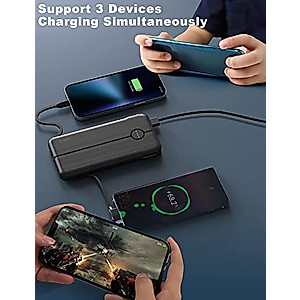 Upgraded Portable Charger, GiieeGii 10000mAh Power Bank Built in Cable, with Micro & Type-C 3 Kinds Cables and USB Output Port Cell Phone Battery Backup Compatible with iPhone Android Smartdevices