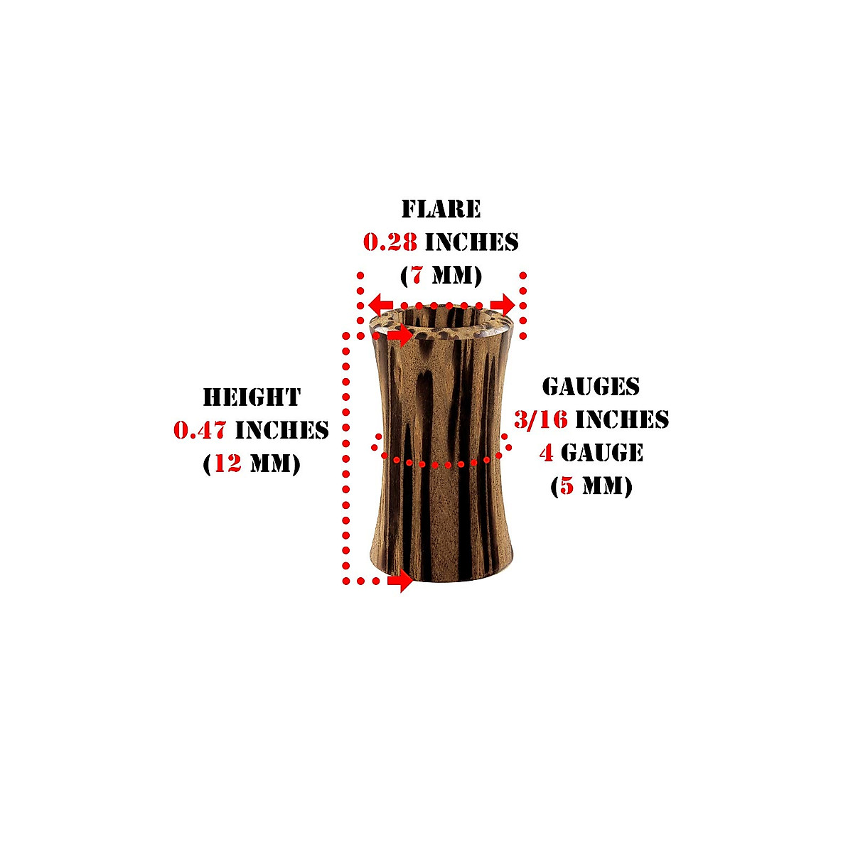 BIG GAUGES 2 Pairs Coconut Wood 4gauges 5 mm Double Flared Saddle Piercing Jewelry Ear Flesh Tunnel Stretcher Earring Lobe Plugs BG6932