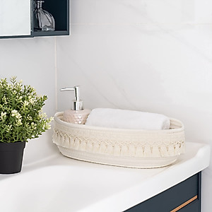 Dahey Boho Door Organizer with 4 Pockets and Macrame Storage Basket for Bathroom Bedroom Living Room Nursery