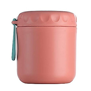 DENPETEC Vacuum Insulated Food Jar, Thermal Soup Cup for Hot Food,Insulated Water Cup Kitchen Stainless Steel Portable Sealed Bento Box Lunch Box Container (Pink, Spoon not included)