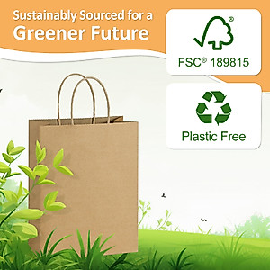 BagDream 50Pcs Gift Bags 8x4.25x10.5 Brown Paper Gift Bags with Handles Bulk, Kraft Paper Bags Shopping Bags, Retail Merchandise Grocery Bags, Wedding Birthday Party Favor Bags