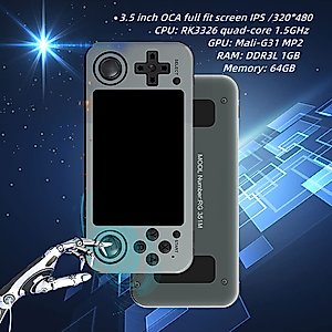 Petforu RG351M Metal Version Handheld Built-in 2534 Games Open Source Linux System Retro Console IPS Screen 3.5-Inch 64GB (Black)