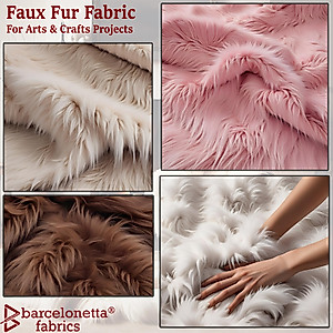 Barcelonetta | Faux Fur Fabric | by The Piece | Pre-Cut | Faux Fur Squares | Fur Fabric for Arts & Crafts, Costume, Decoration, Upholstery, Cushion (White, 10" X 10")
