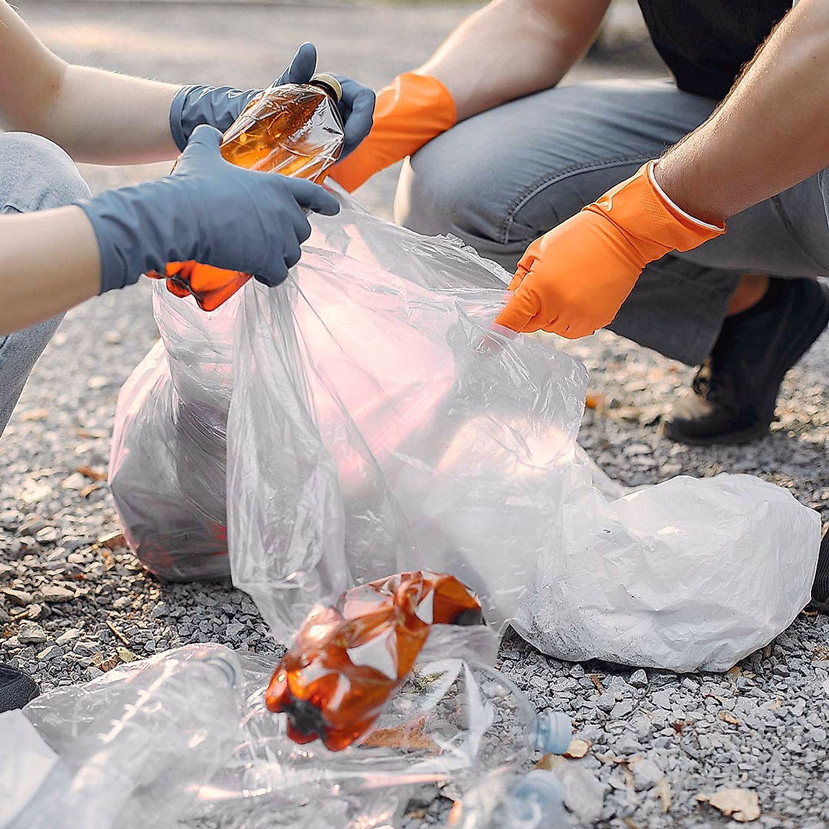 55 Gallon Clear Trash Bags, (50 Bags w/Ties) Large Clear Plastic Recycling Garbage Bags