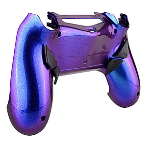 eXtremeRate Chameleon Purple Blue Dawn Programable Remap Kit for PS4 Controller with Upgrade Board & Redesigned Back Shell & 4 Back Buttons - Compatible with JDM-040/050/055 - Controller NOT Included