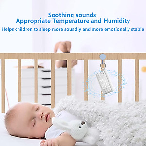 5 in 1 White Noise Sound Machine for Sleeping, Portable Sound Machine with 35 Soothing Sounds, 7 Color Night Light, Clocks Alarm Timer Temperature Humidity, Sound Machine for Adults Office Privacy